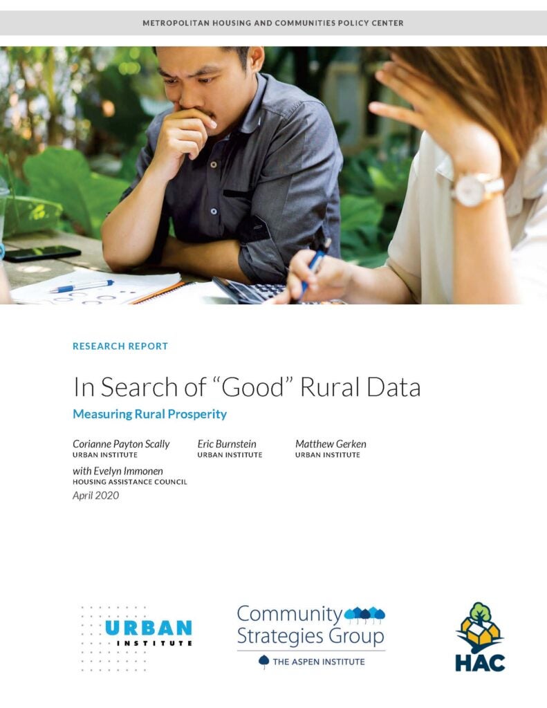 In Search of “Good” Rural Data: Measuring Rural Prosperity - Aspen ...