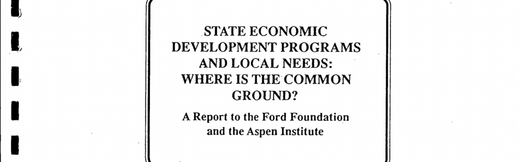 State Economic Development Programs and Local Needs